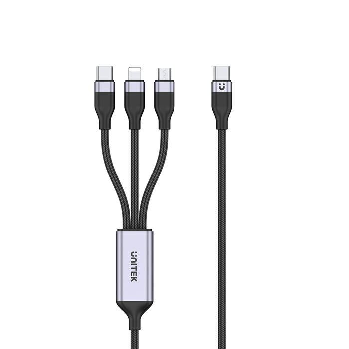 3-in-1 USB-C cable: Lightning, USB-C & Micro-USB devices| UNITEK