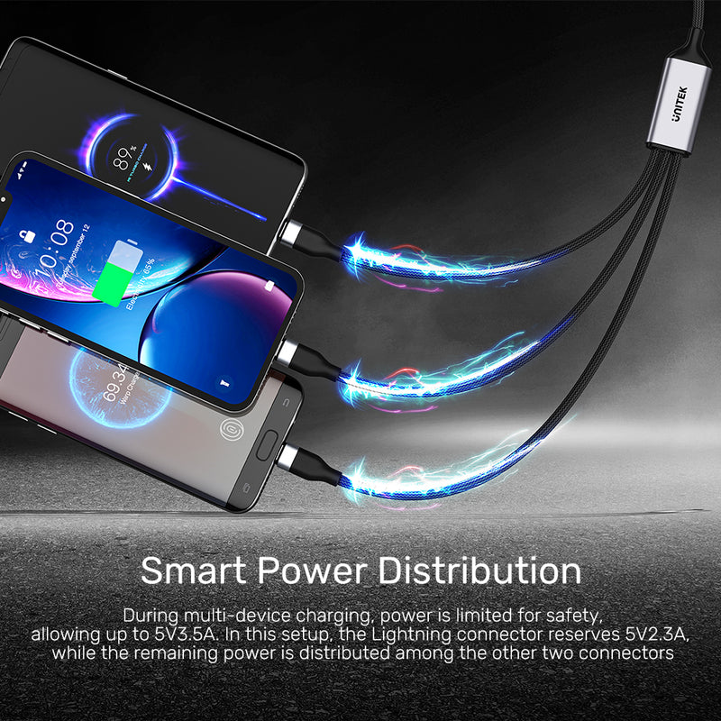 3-in-1 USB-C cable: Lightning, USB-C & Micro-USB devices| UNITEK