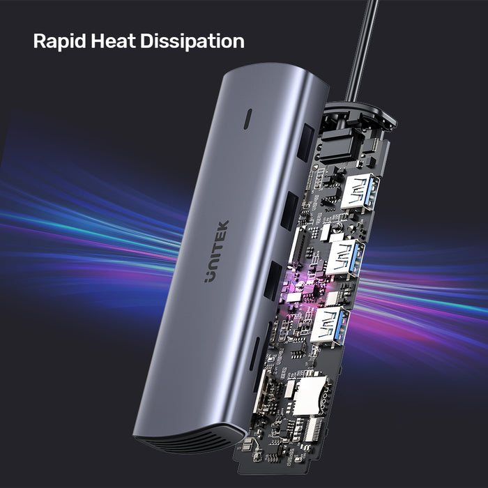 9-in-1 USB-C Hub with Dual Display,Dual Card Reader and 100W PD|UNITEK
