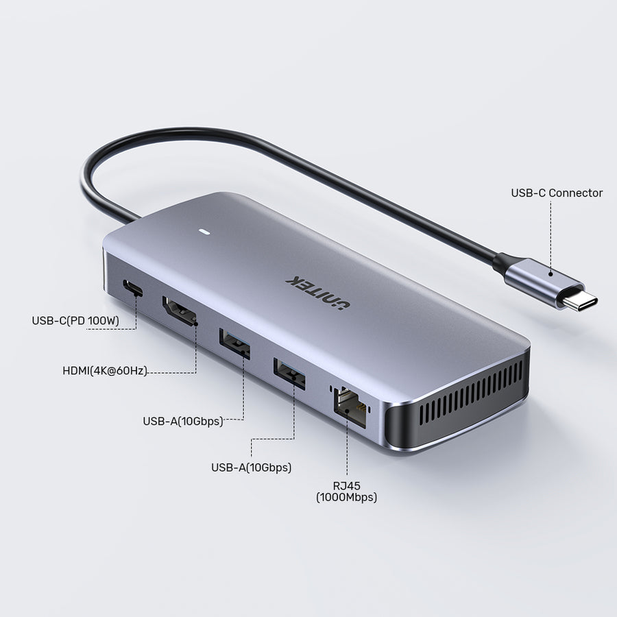 6-in-1 USB-C Hub with M.2 SSD Enclosure | UNITEK