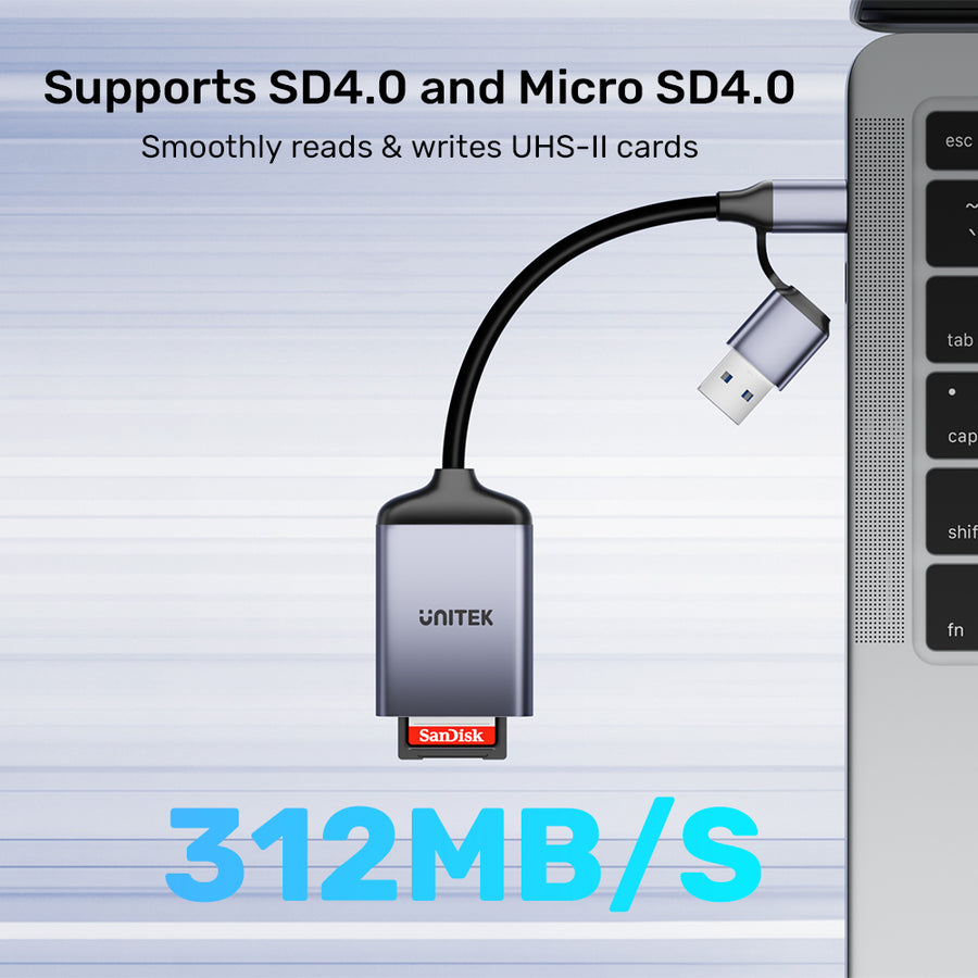 2-in-1 USB-C/A SD4.0 Card Reader