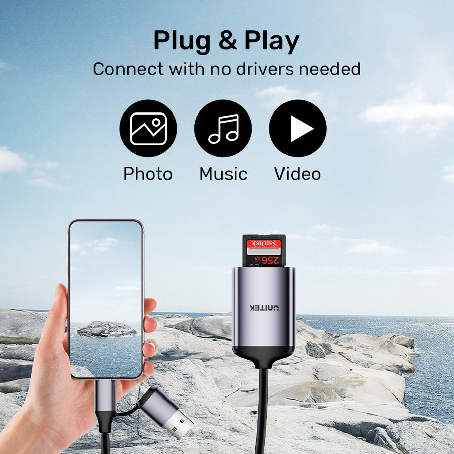 2-in-1 USB-C/A SD4.0 Card Reader