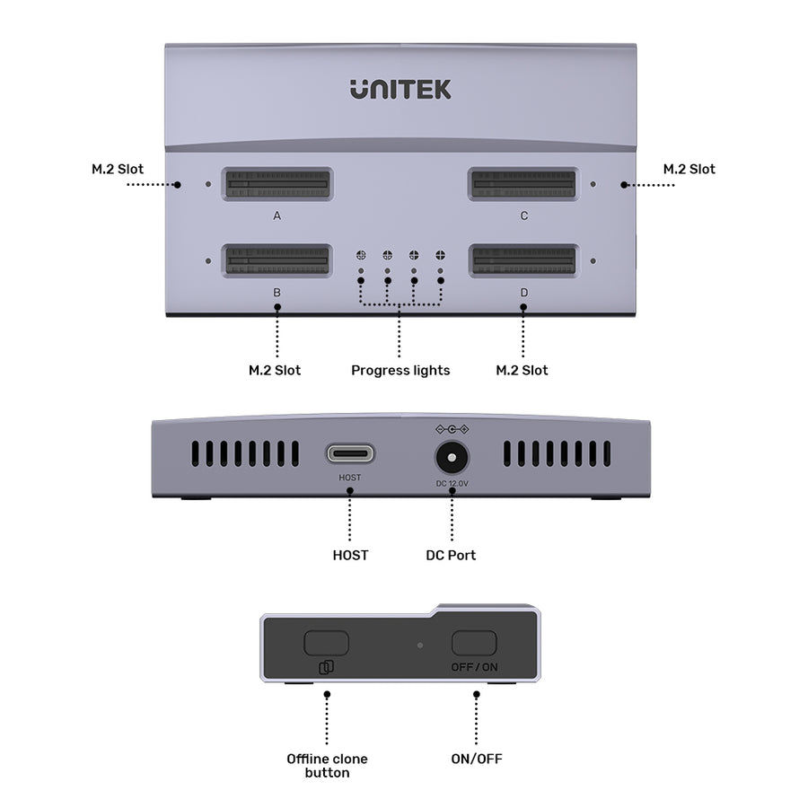 USB4 4-Bay M.2 SSD Docking Station | UNITEK