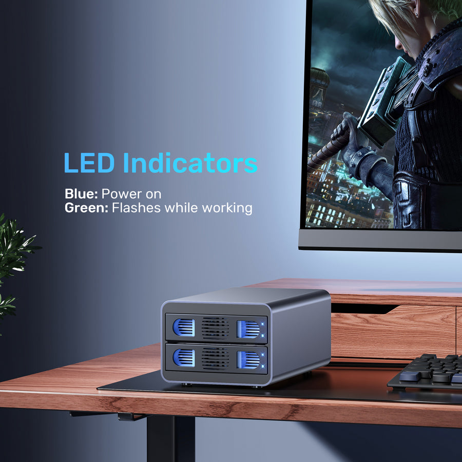 2 Bay USB-C RAID External Hard Drive Enclosure