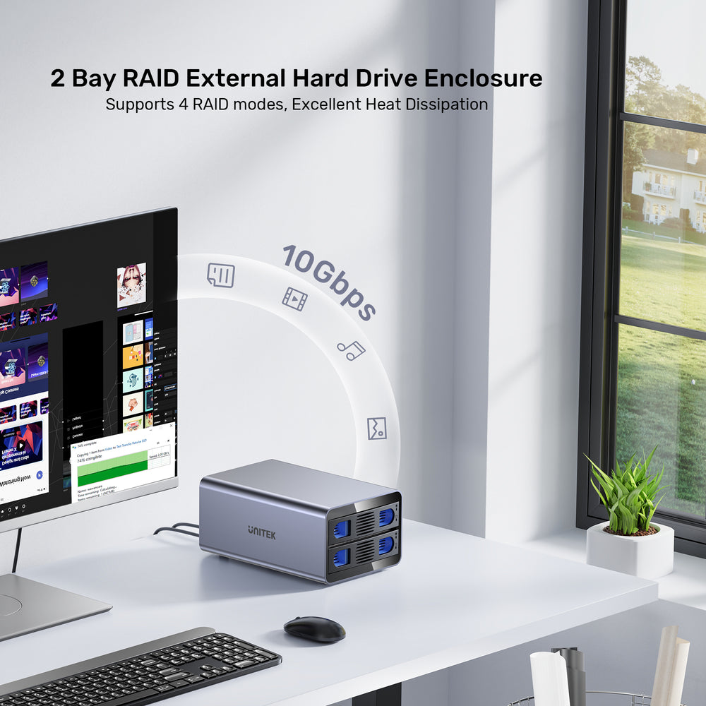 2 Bay USB-C RAID External Hard Drive Enclosure