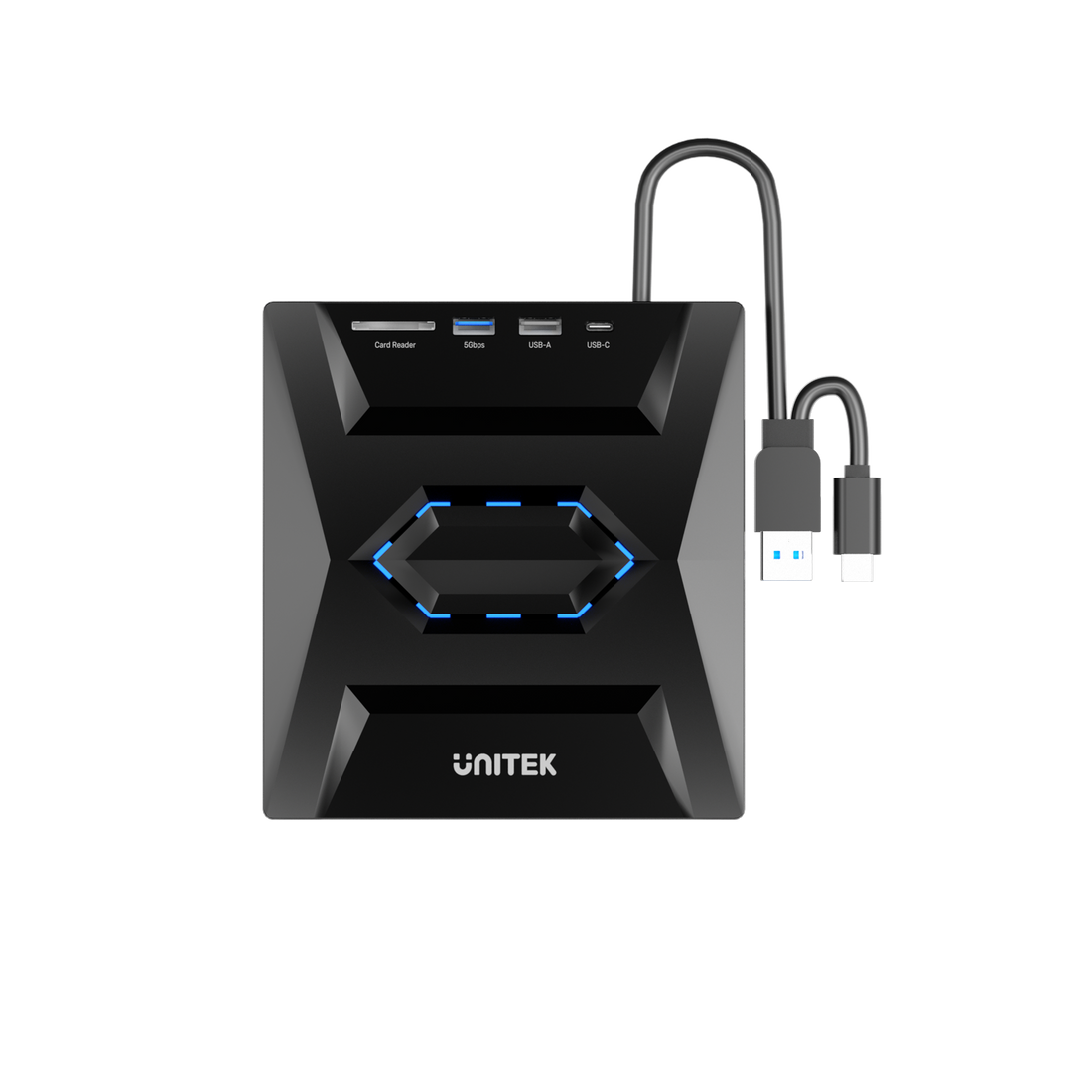 5-in-1 External Optical Drive with USB Hub | UNITEK
