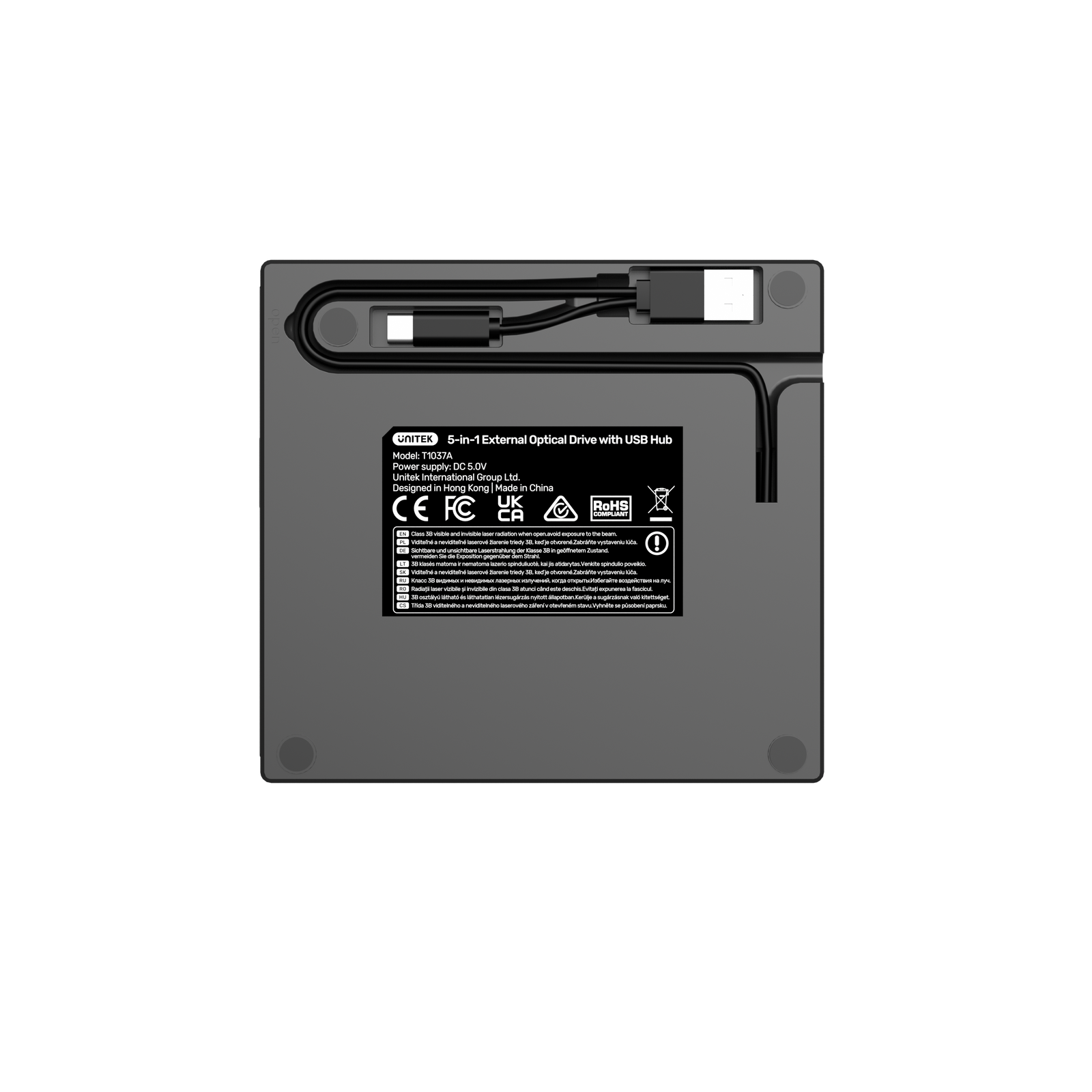 5-in-1 External Optical Drive with USB Hub | UNITEK