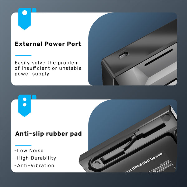 5-in-1 External Optical Drive with USB Hub | UNITEK