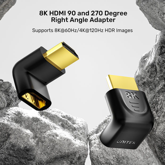 8K HDMI 90 and 270 Degree Right Angle Adapter | UNITEK