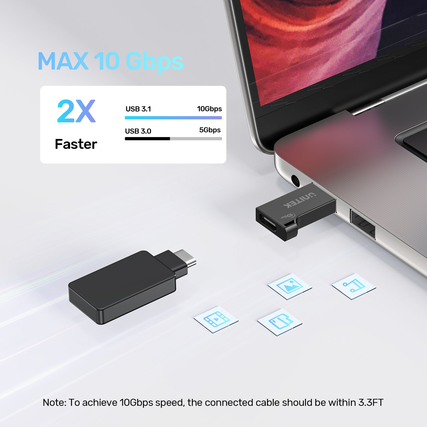 10Gbps USB-A to USB-C Adapter | UNITEK