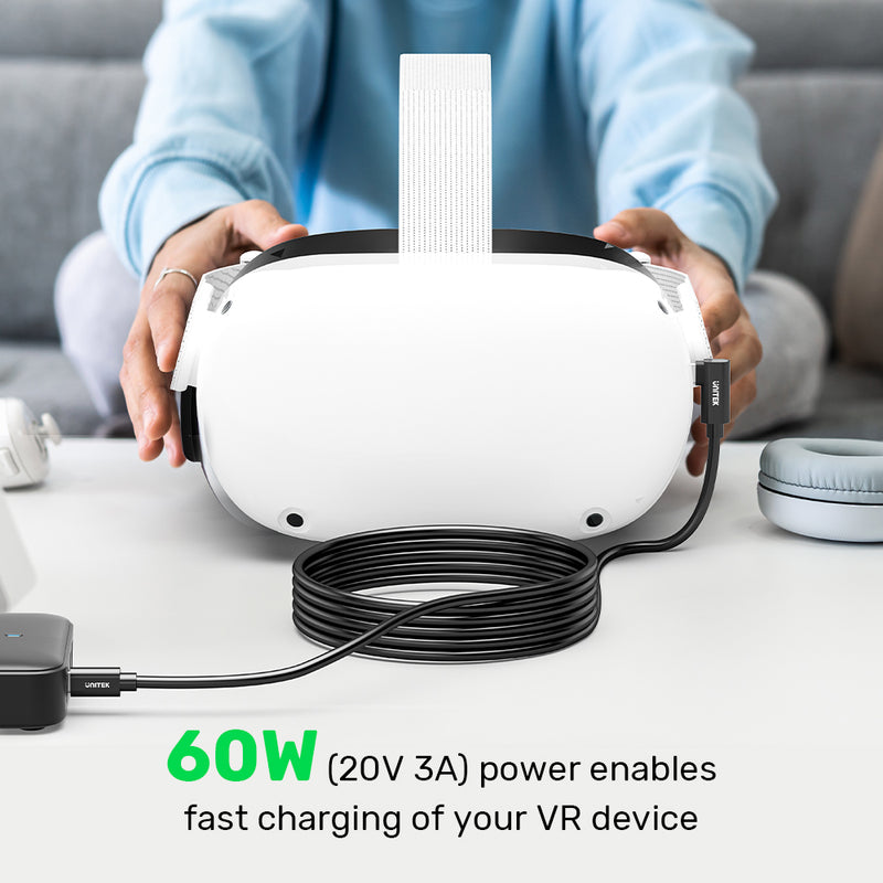 VR Link Pro Cable (90° USB-C to C Cable supports 5Gps & 60W) | UNITEK