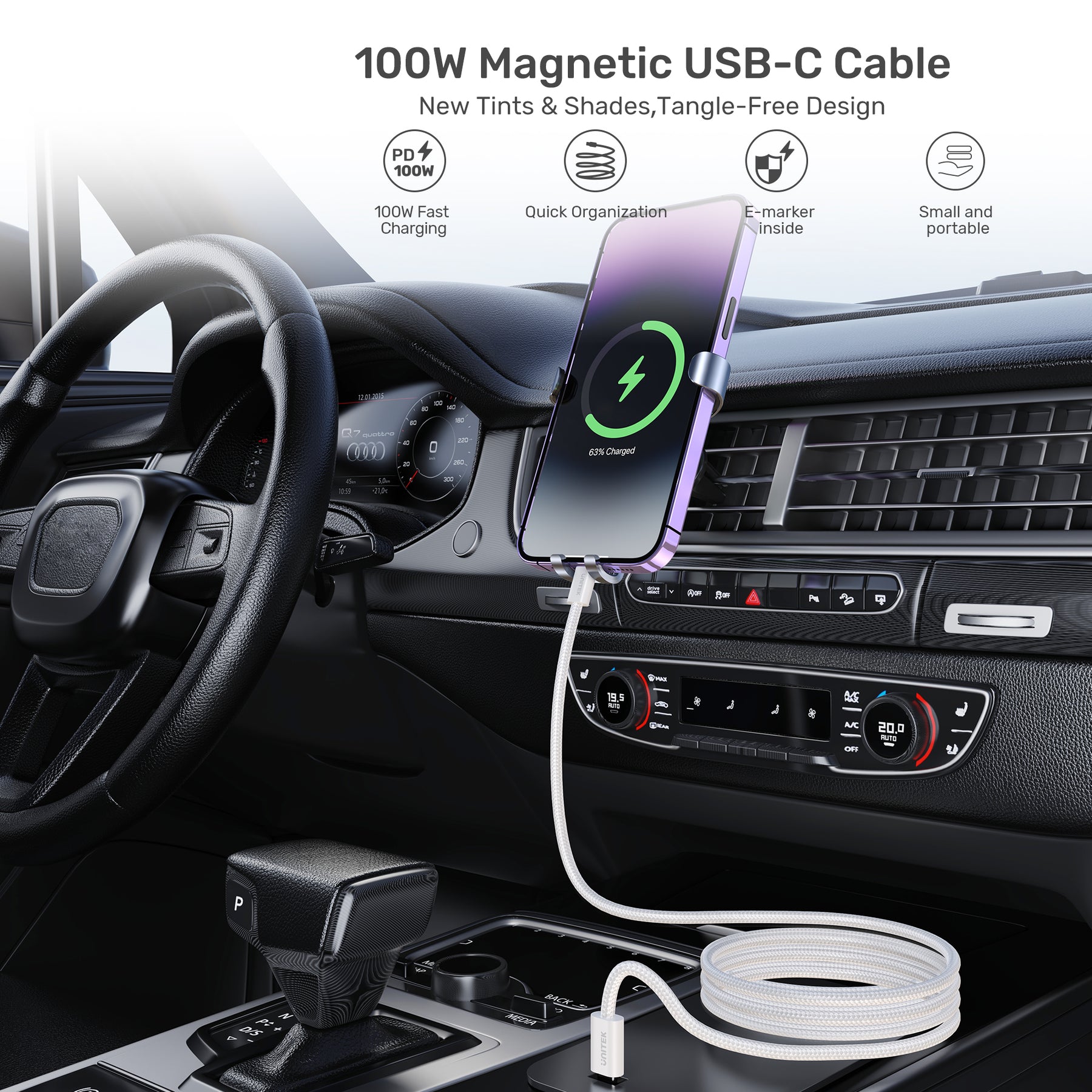 100W Magnetic USB-C Cable | UNITEK