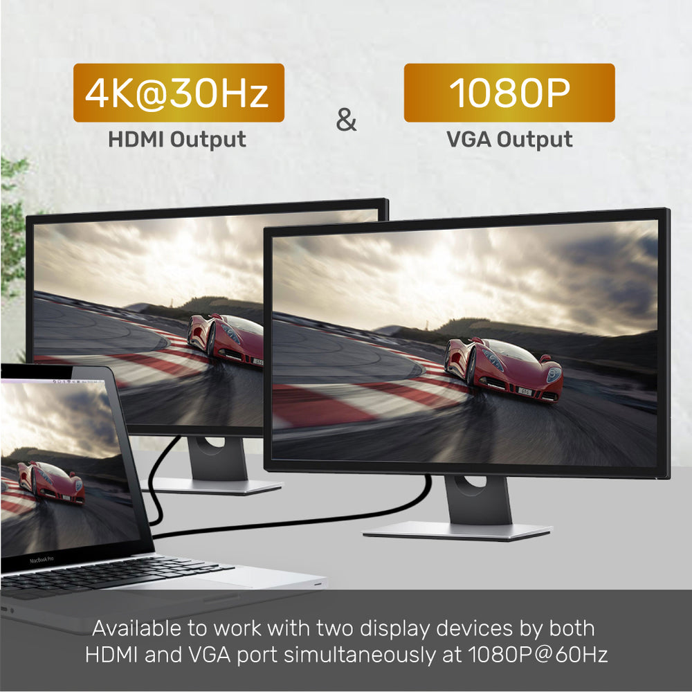 uHUB O8+ 8-in-1 USB-C Dual Display Hub, 5Gbps USB, 100W PD | UNITEK