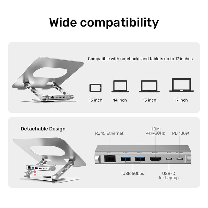 Laptop Stand with Detachable USB-C Hub | UNITEK
