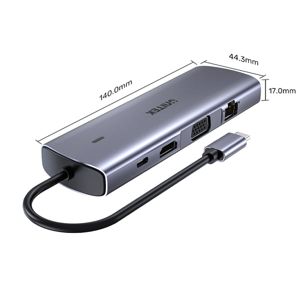 9-in-1 USB-C Hub with Dual Display,Dual Card Reader and 100W PD|UNITEK
