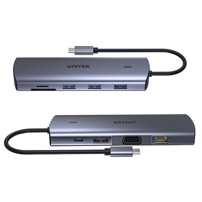 9-in-1 USB-C Hub with Dual Display,Dual Card Reader and 100W PD|UNITEK