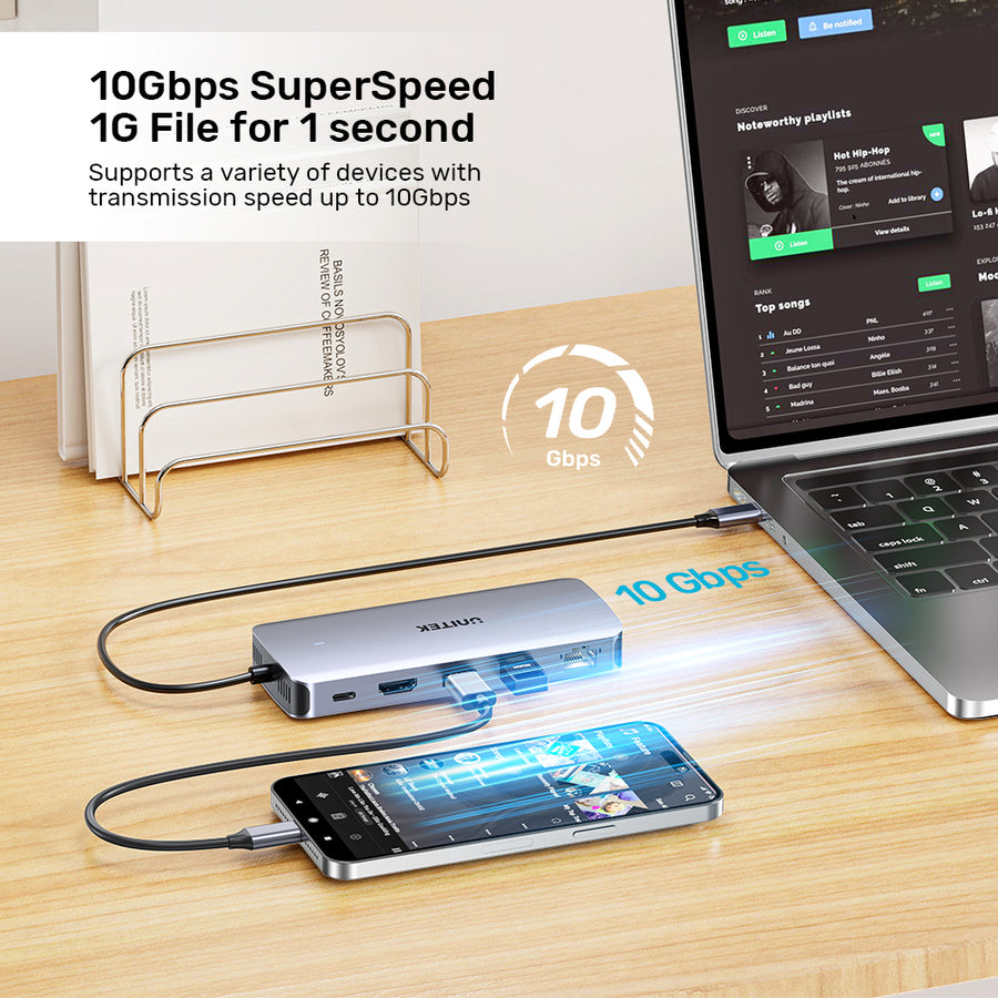 6-in-1 USB-C Hub with M.2 SSD Enclosure | UNITEK