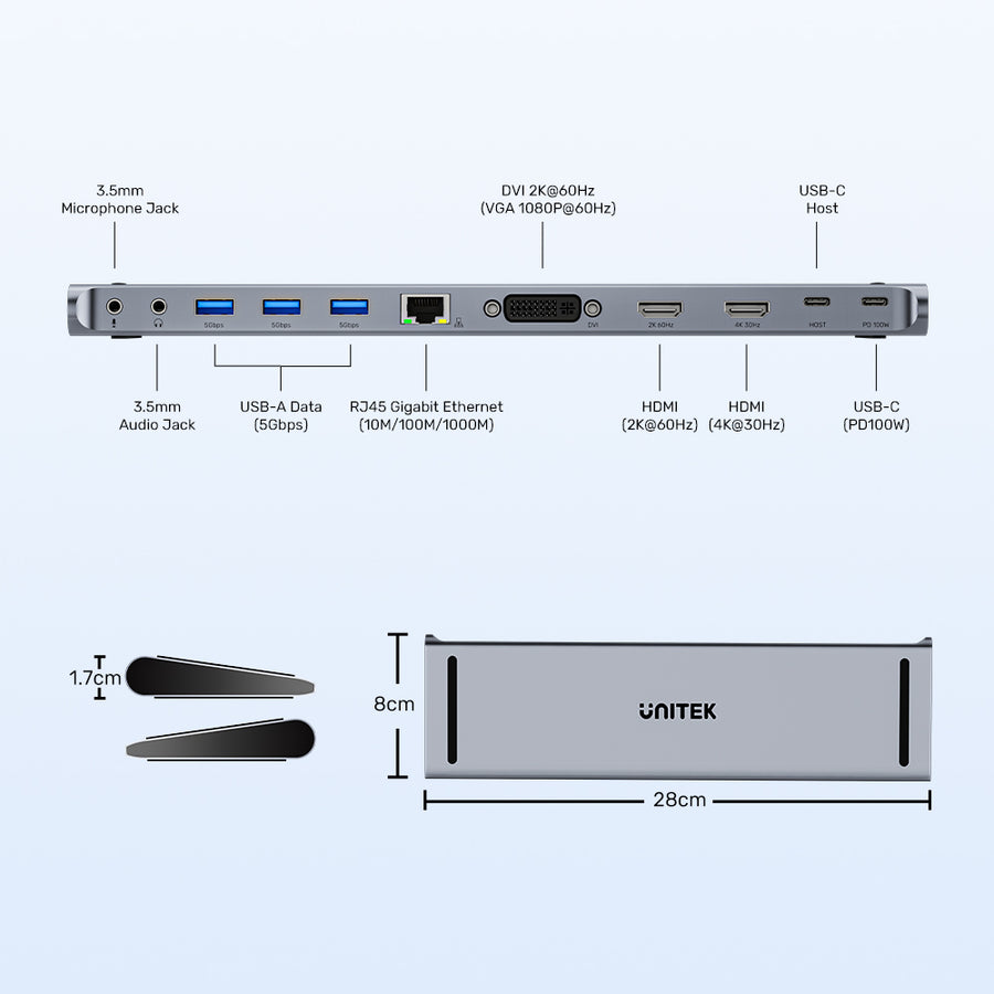uHUB11+ USB-C DisplayLink 4K Docking Station | UNITEK