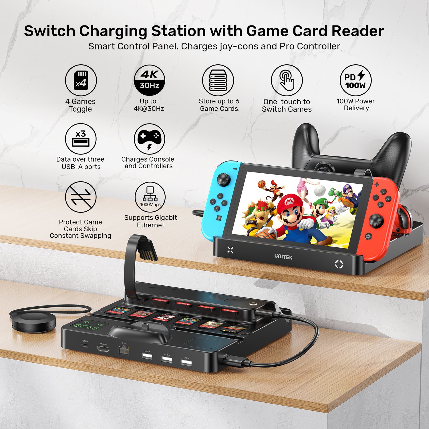 Switch Charging Station with Game Card Reader | UNITEK