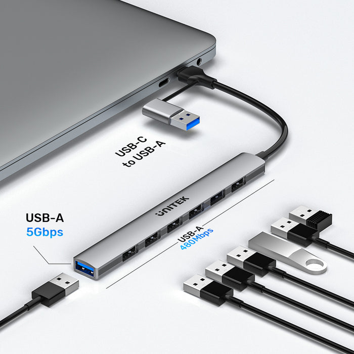 uHUB S7 7-in-1 5Gbps Hub with 7 USB-A Ports | UNITEK