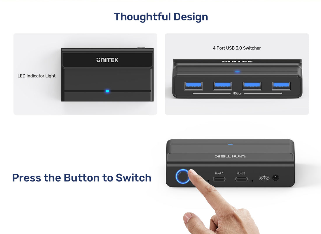 USB 3.0 Switch: 2 PCs Share 4 USB 3.0 Ports KVM | UNITEK