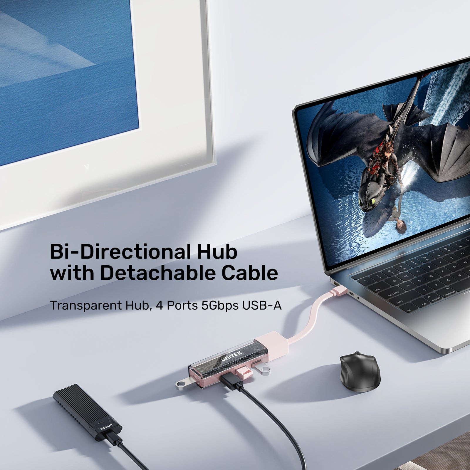 Bi-Directional Hub with Detachable Cable | UNITEK