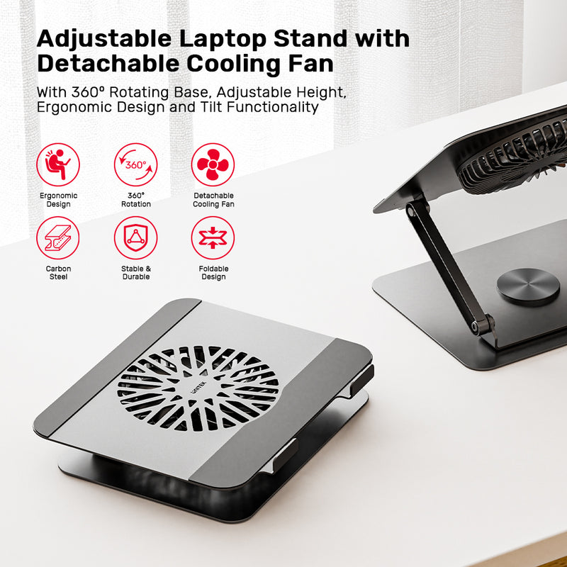 Adjustable Laptop Stand with Detachable Cooling Fan | UNITEK