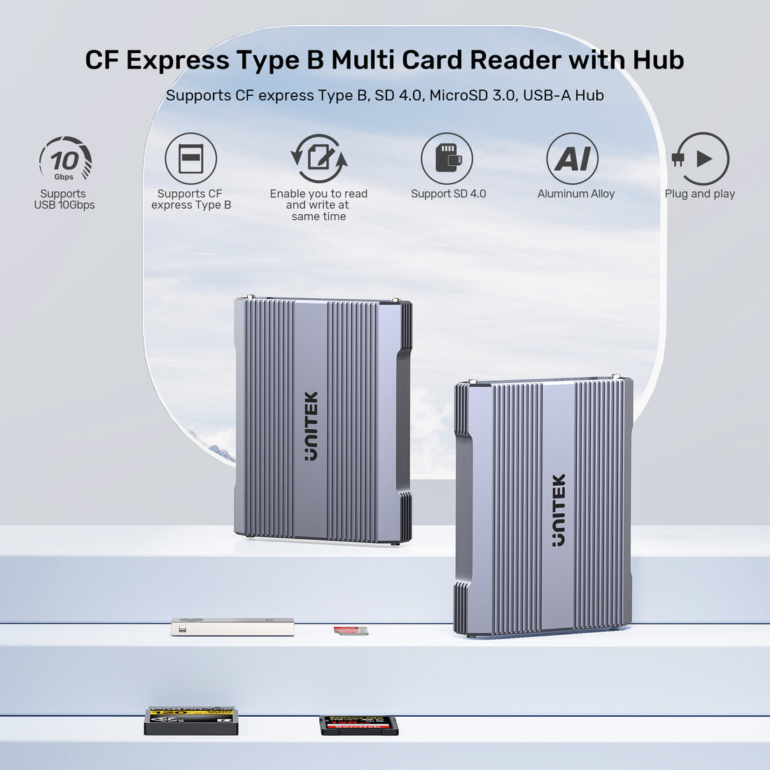CF Express Type B Multi Card Reader with Hub | UNITEK