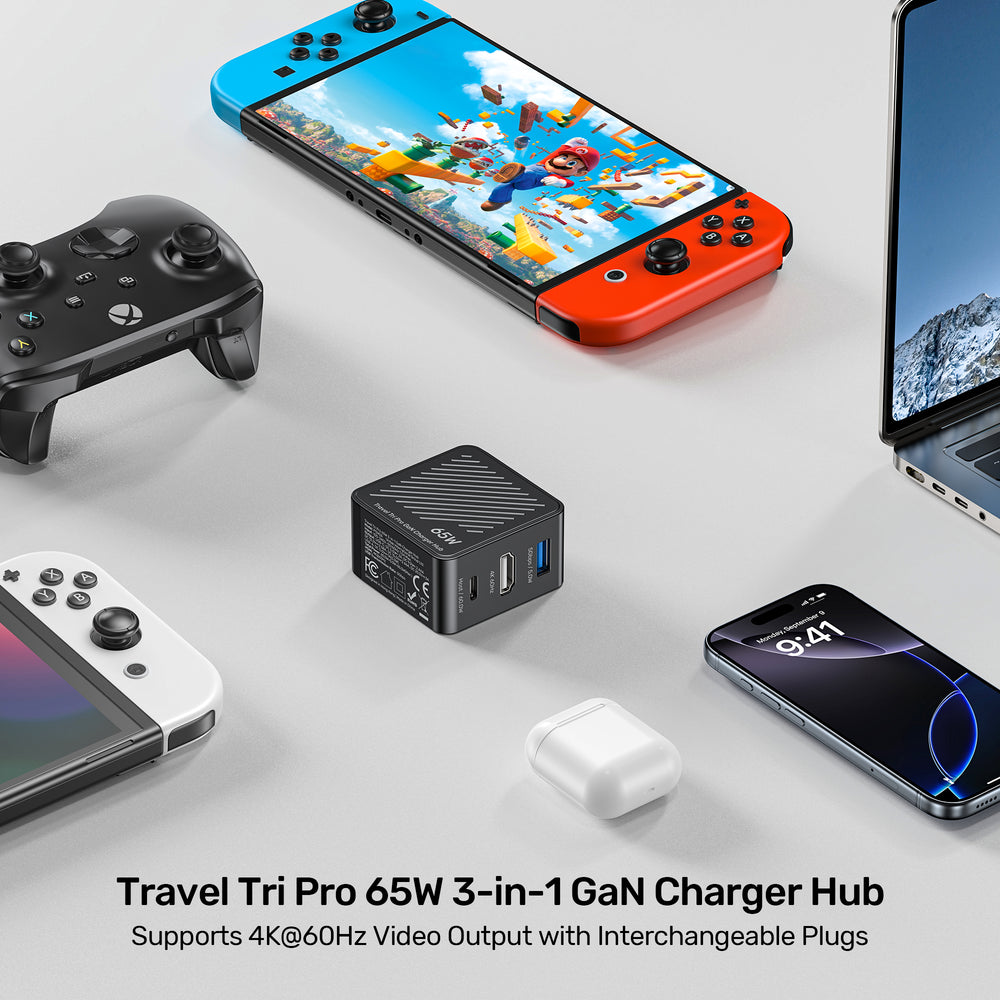 Travel Tri Pro 65W 3-in-1 GaN Charger Hub | UNITEK