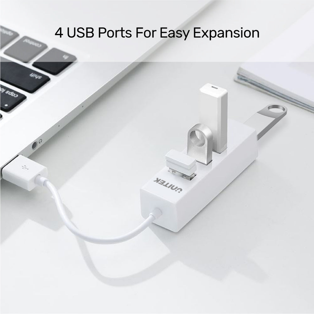 4 Ports USB 2.0 Hub in White | UNITEK