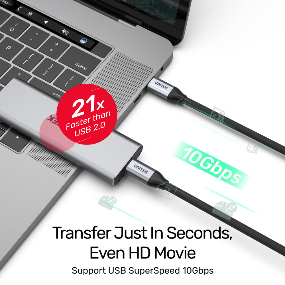 Full-Featured USB-C 100W PD Cable, 4K@60Hz Video, 10Gbps Data | UNITEK