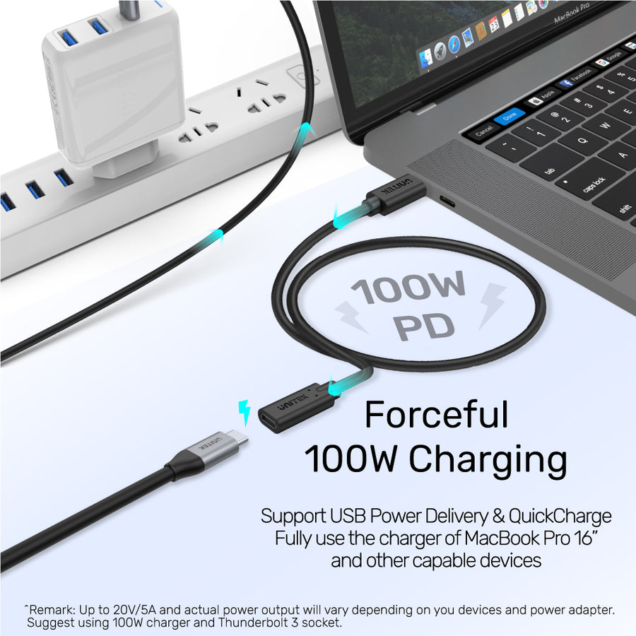 Full-Featured USB-C Extension Cable with 4K@60Hz, 100W Power Delivery