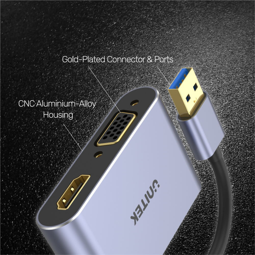 USB 3.0 to HDMI and VGA Adapter | UNITEK