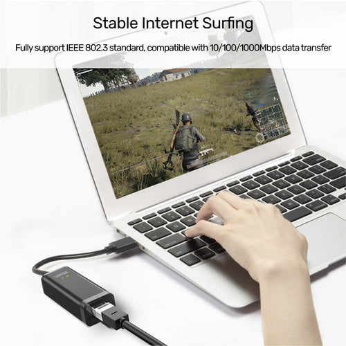 USB 3.0 to Gigabit Ethernet Adapter in Black