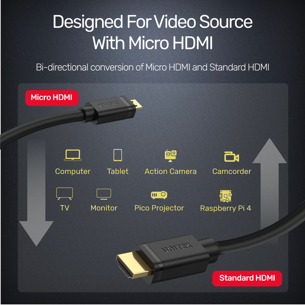 4K 60Hz High Speed Micro HDMI to HDMI Cable | UNITEK